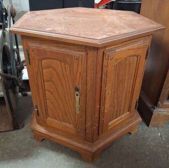Hexagonal Side Table With Double Hinged Doors - Metzger Property ...