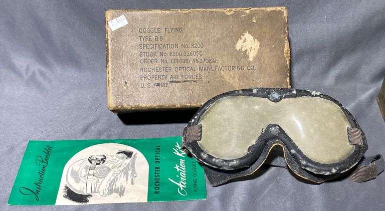 WWII Military Aviation Goggles: Type B-8 and Variable Density with ...
