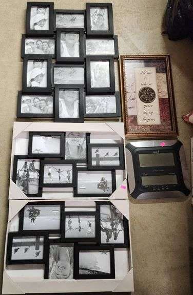 Collage Photo Frames, Atomic Clock, and Framed Home Décor Sign ...