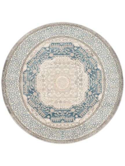 SAFAVIEH - Sofia Light Gray/Blue 9 ft. x 9 ft. Round Border Area Rug ...
