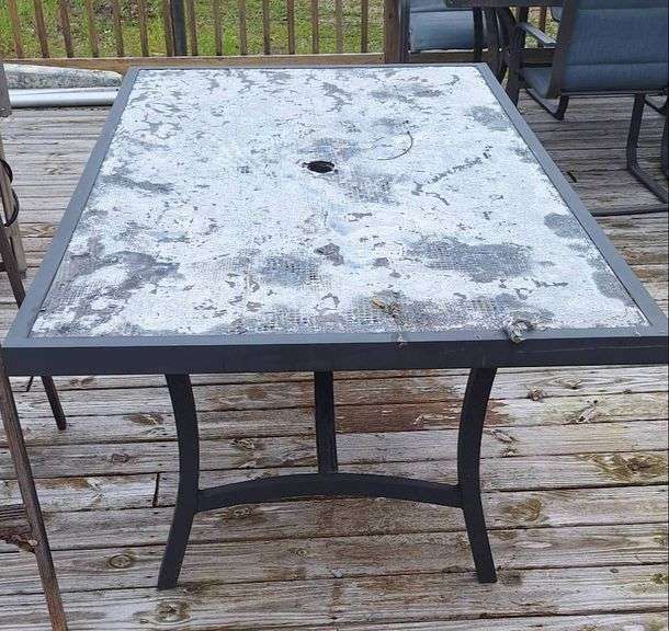 Rectangular Metal Patio Table with Glass Top, 40×66" - PICK UP AT ...