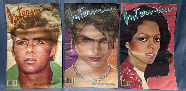 (3) Interview Magazines – March, April, and October Issues, 11″x17 ...