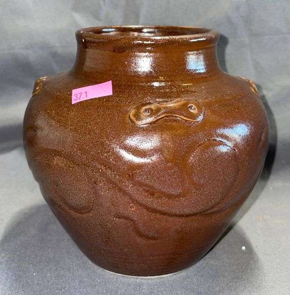 Two Brown Glazed Clay Pots, Including West Bend Pottery - Metzger ...