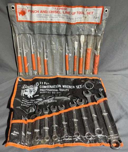 12-Piece Punch and Chisel Set and 11-Piece Combination Wrench Set ...