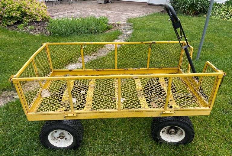 Yellow Metal Mesh Garden Utility Cart with Handle, 48×24 - Metzger ...