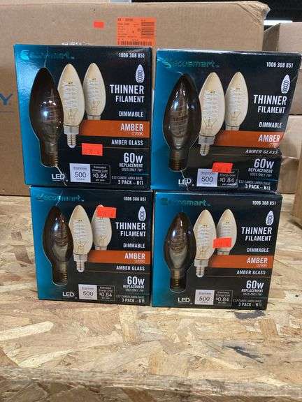 4-Ecosmart Amber 60wLED Thinner Filament bulbs 3pack - Metzger Property ...