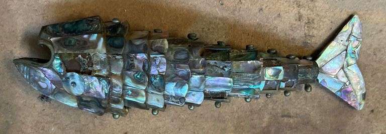 Articulated Fish Figure with Abalone Shell Inlay - Metzger Property ...
