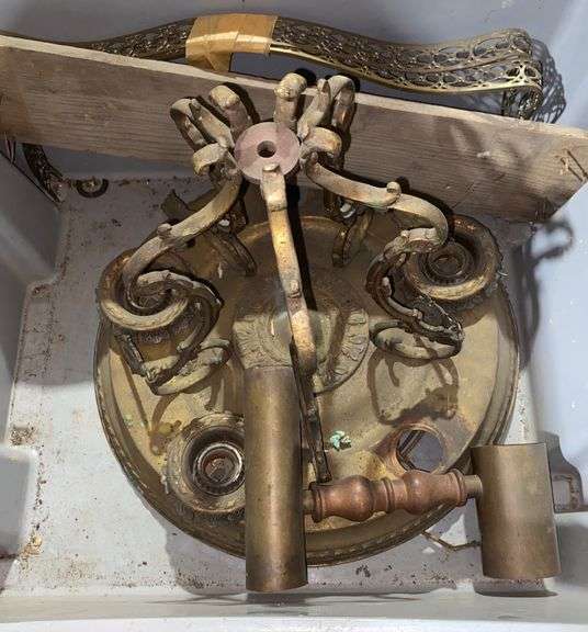 Disassembled Brass Chandelier Components and Parts - Metzger Property ...