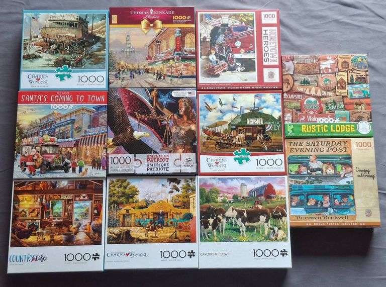 Eleven 1,000-Piece Jigsaw Puzzles Featuring Holiday Illustrations ...