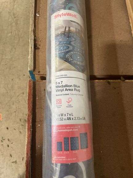 StyleWell Quince Navy/Blue 5 x 7 Medallion Vinyl Area Rug - Metzger ...