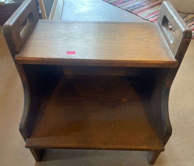 Two-Tier Solid Wood Side Table with Integrated Handles - Metzger ...