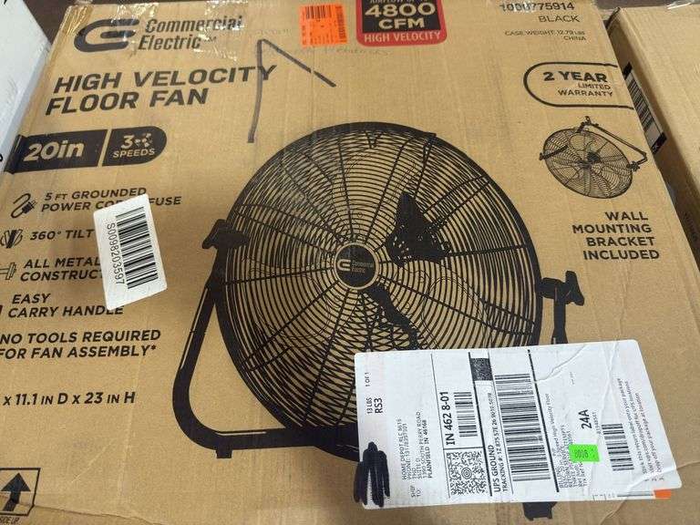 Commercial Electric 20 in. 3-Speed High Velocity Floor Fan - Metzger ...