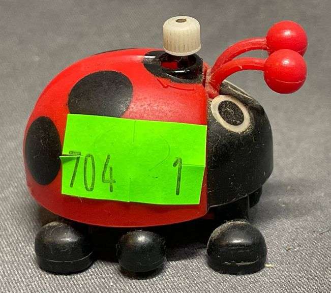 Tomy Japan Plastic Wind-Up Ladybug Toy with Black and Red Design ...