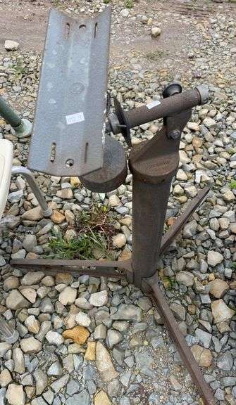 Metal Industrial Stand with Adjustable Mechanism, Marked ‘Barrington, N ...