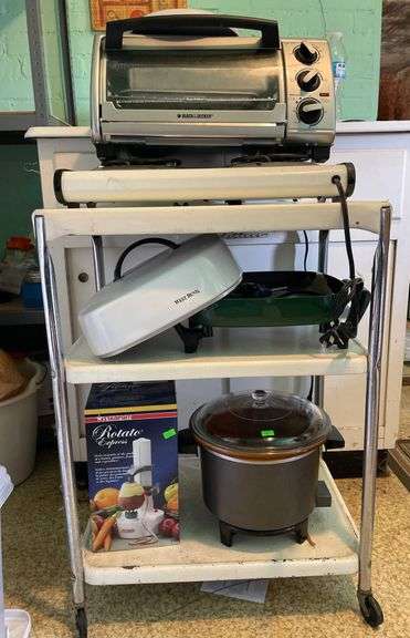 Metal and Laminate Rolling Kitchen Cart with Small Appliances 22x16x29 ...