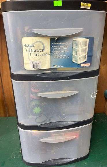 Plastic 3-Drawer Storage Cart with Casters by Sterilite with firearm ...