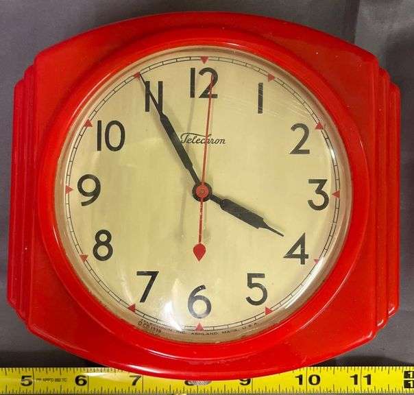 Telechron Model 2H19 Red Electric Wall Clock - Metzger Property ...