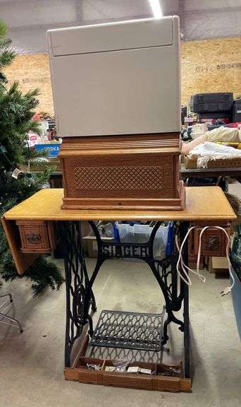 Pfaff 1221 Sewing Machine with Cabinet and Singer Treadle Base ...
