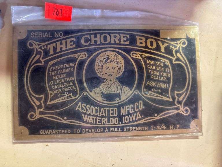 Metal Advertising Sign for ‘The Chore Boy’ by Associated Mfg Co ...