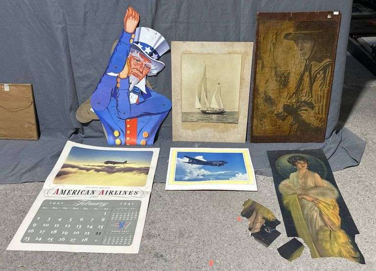 Artwork, Ephemera, and Prints Including 1941 Calendar and Uncle Sam ...