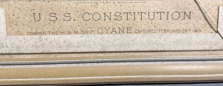 Edward Mueller USS Constitution “Towing the HBM Ship Cyane” Framed ...