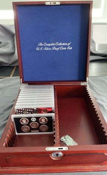 (11) U.S. Silver Proof Coin Sets- with wooden box 10 U.S. Mint Silver ...