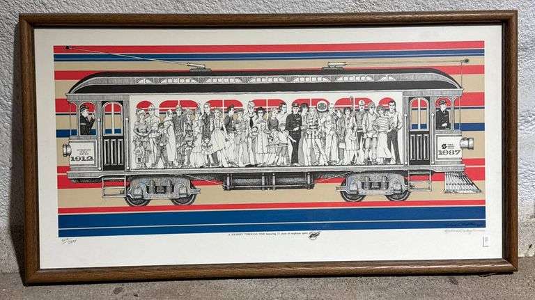 Framed Lithograph of Historical Train Scene With Artist Signatures ...