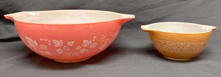 Two Pyrex Mixing Bowls with Floral Designs - Metzger Property Services, LLC