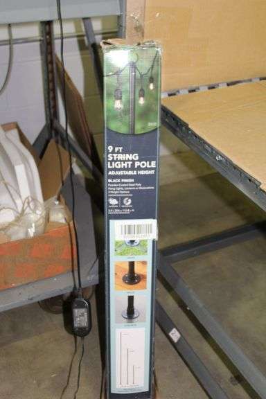 HAMPTON BAY - 9.8 ft. String Light Pole in Black (1-Pack - Metzger ...