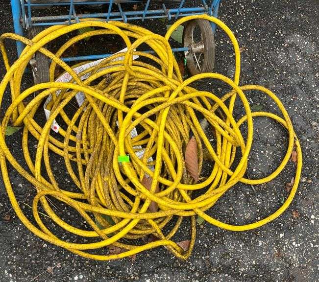 Metal Utility Cart with Gas-Powered Blower, Electric Weed Eater and ...