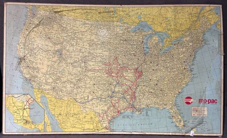Missouri Pacific Railroad System Wall Map, 33”x20” - Metzger Property ...
