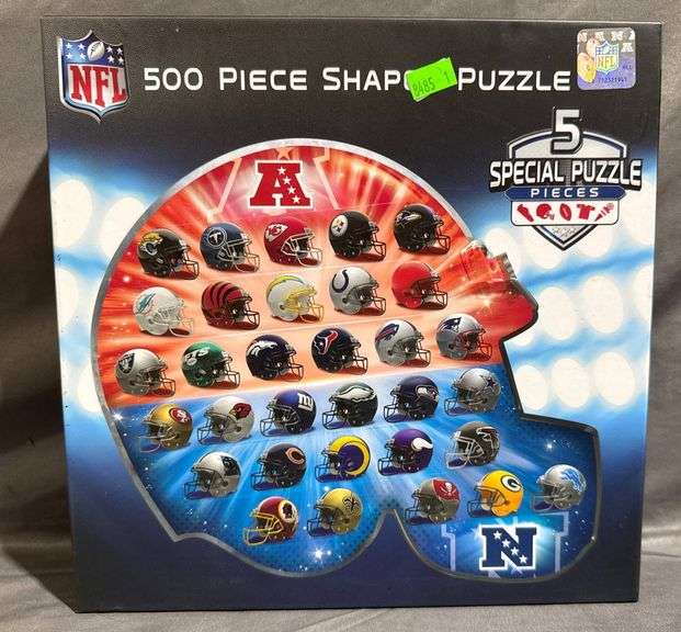 NFL 500-Piece Shaped Puzzle Featuring Team Logos and Helmet Design ...