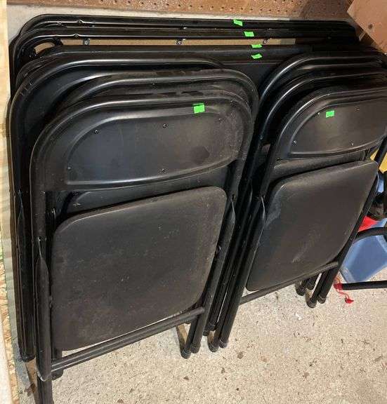 6 Black Folding Chairs and 4 Square Folding Tables - Metzger Property ...