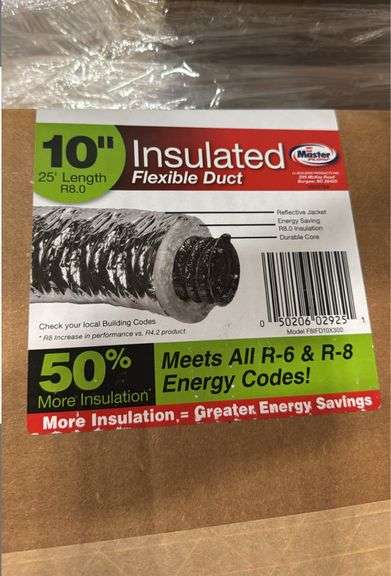 Master Flow 10 in. x 25 ft. Insulated Flexible Duct R8 Silver Jacket ...