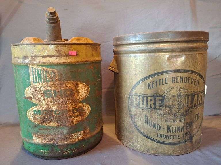 Metal Containers for Kettle Rendered Lard and Unico Motor Oil - Metzger ...