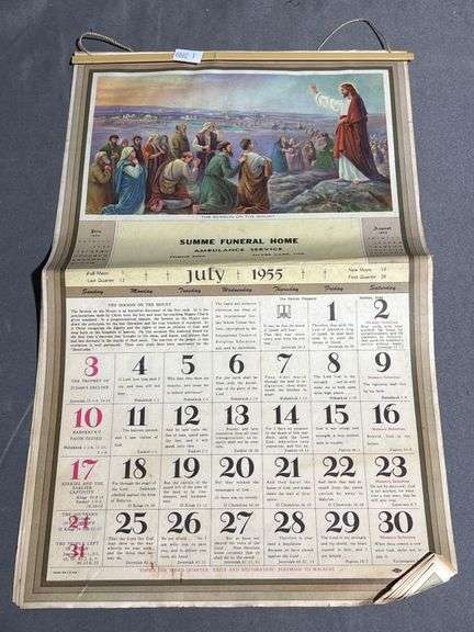 1955 Summe Funeral Home, Silver Lake, Indiana Calendar - Metzger ...