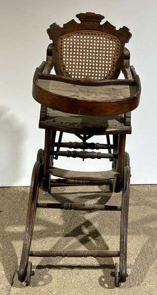 Convertible High Chair/Rocker with Caned Backrest and Tray - Metzger ...
