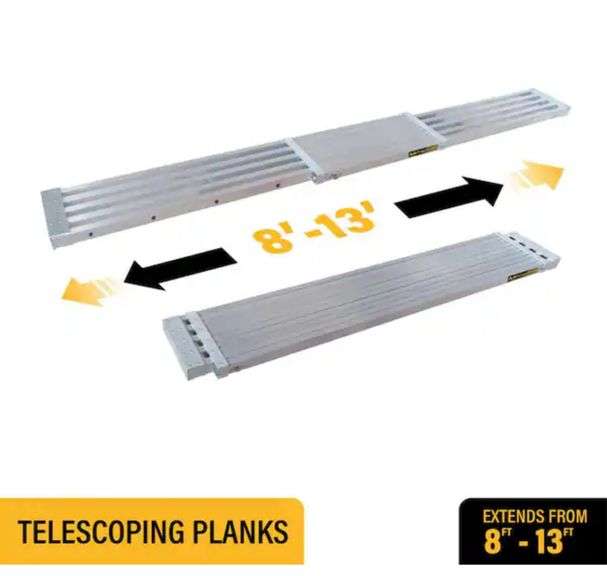 MetalTech Telescopic Aluminum Plank Board, Jobsite Series 8 to 13-ft ...