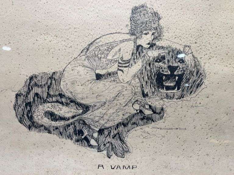 Framed Ink Drawing Titled ‘A Vamp’ - Metzger Property Services, LLC