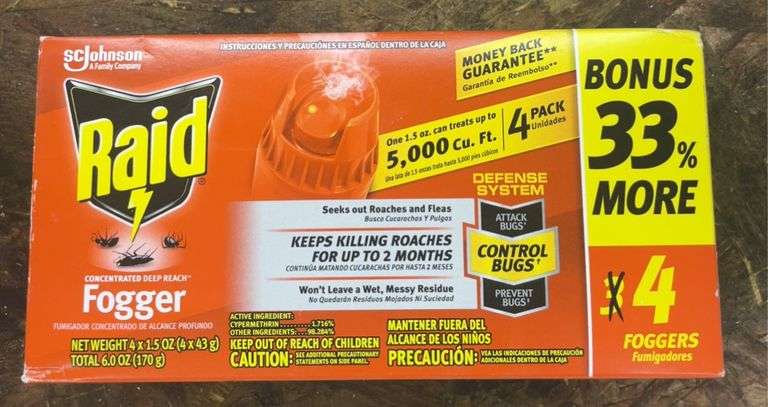 Raid Defense System Foggers 5,000Cu Ft 4Pk - Metzger Property Services, LLC