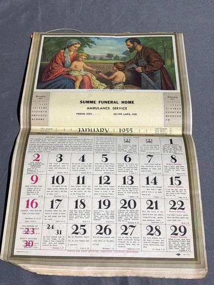 1955 Summe Funeral Home, Silver Lake, Indiana Calendar - Metzger ...