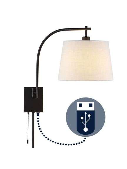 JONATHAN Y - Gosling 22.5 in. 1-Light Oil Rubbed Bronze Plug-In ...