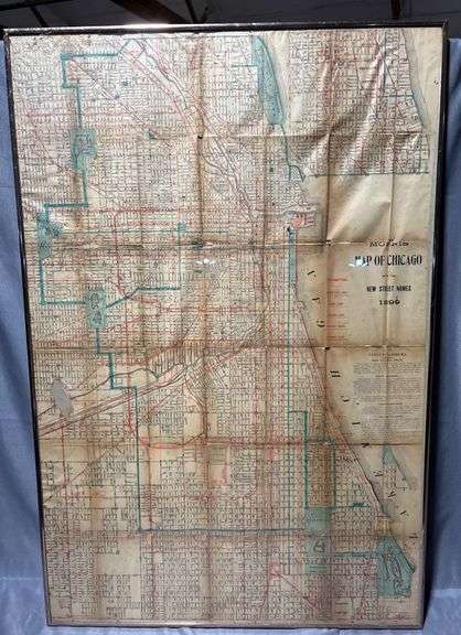 1899 Morris Map of Chicago and Provinz Pommern Map in Frames, 24×36 ...