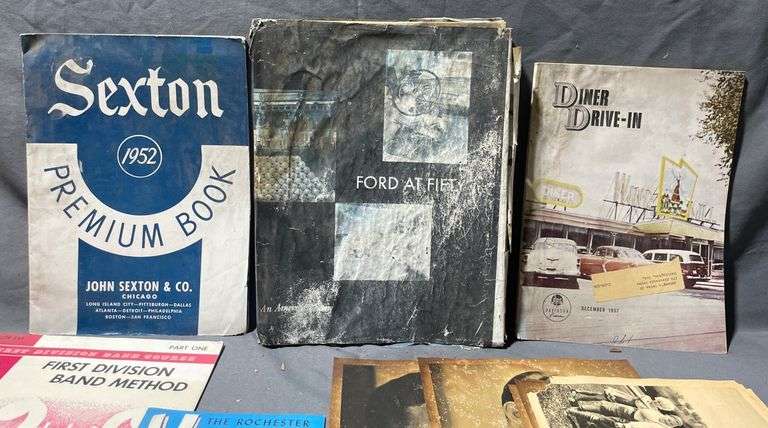Ephemera Collection Including Photographs, Manuals, and Booklets, 1952 Sexton Premium Book ...