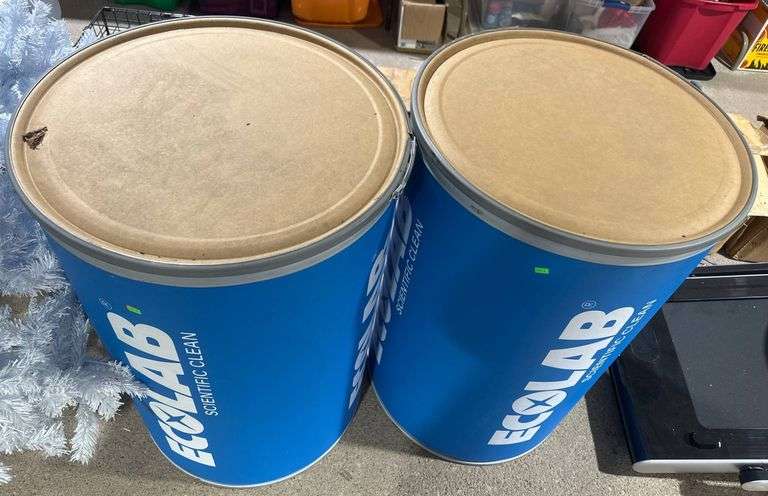 Ecolab Branded Blue Fiber Drums with Household Contents - Metzger ...