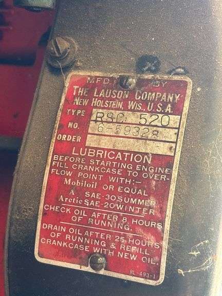 Lauson Gas Engine Model RSC-520, Manufactured in the USA - Metzger ...