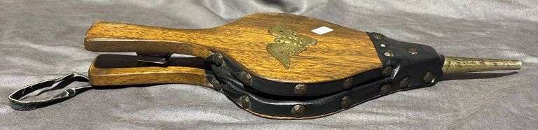 Handheld Fireplace Bellows with Brass Decoration and Leather Trim ...