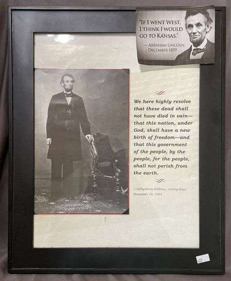 Framed Abraham Lincoln Photograph with Gettysburg Address Excerpt ...
