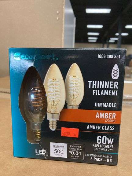 4-Ecosmart Amber 60wLED Thinner Filament bulbs 3pack - Metzger Property ...
