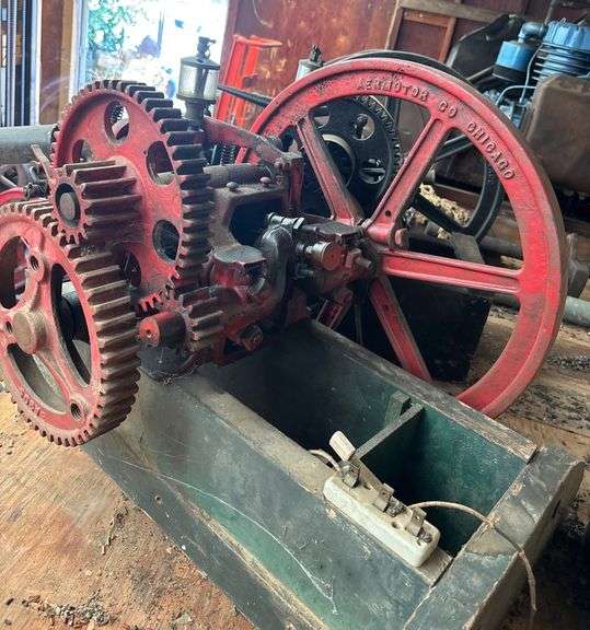 Red and Green Flywheel Gas Engine with Gear Assembly - Metzger Property ...
